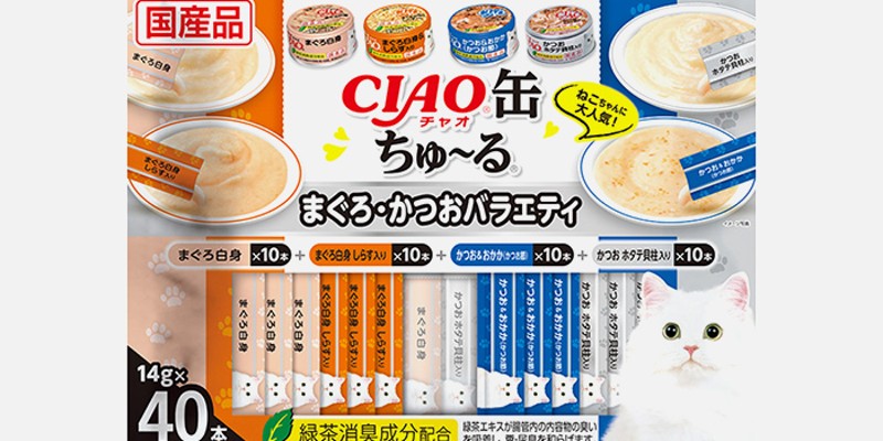 이나바 챠오 캔 츄르 참치and가다랑어 버라이어티 40p 560g Sc 421 모아보기